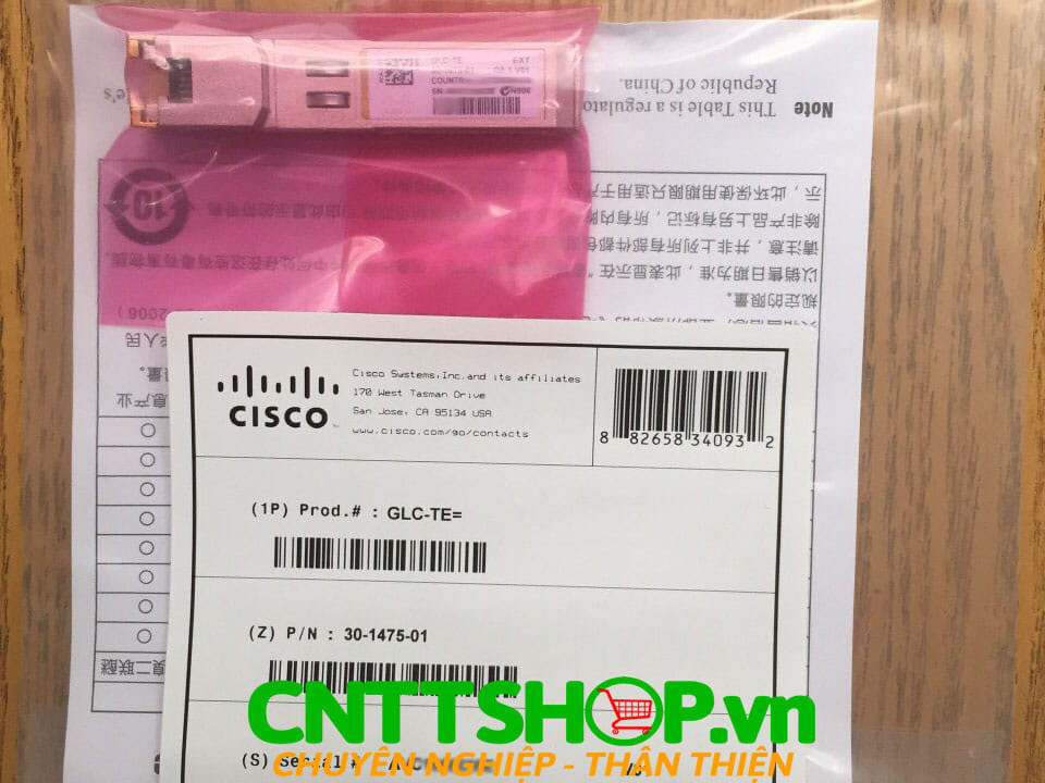 Module quang Cisco GLC-TE 1GBASE-T RJ-45 100m Extended Temperature