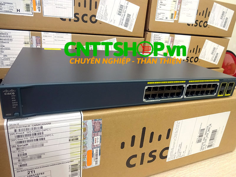 Switch Cisco WS-C2960+24PC-L 24 10/100 PoE + 2 T/SFP LAN Base