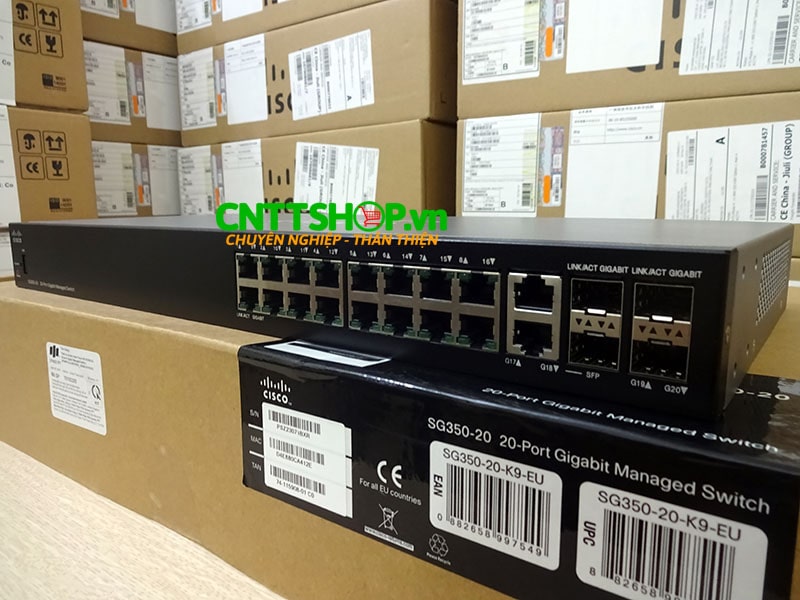 Switch Cisco SG350-20-K9 16 GE Ports, 2 Copper/SFP Combo, 2 SFP