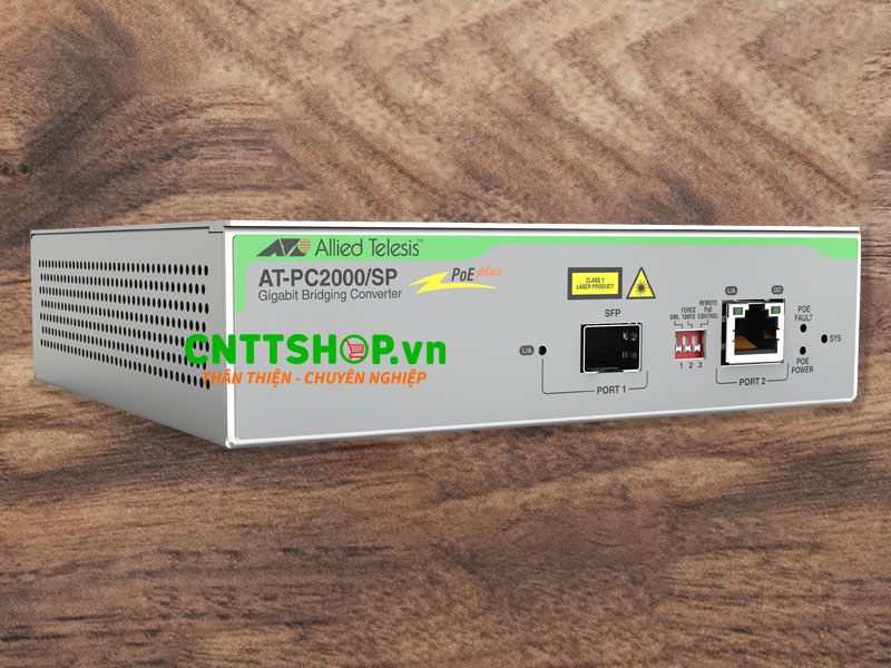 AT-PC2000/SP Allied Telesis 10/100/1000T POE+ to SFP (100MB or 1000MB) Media Converter