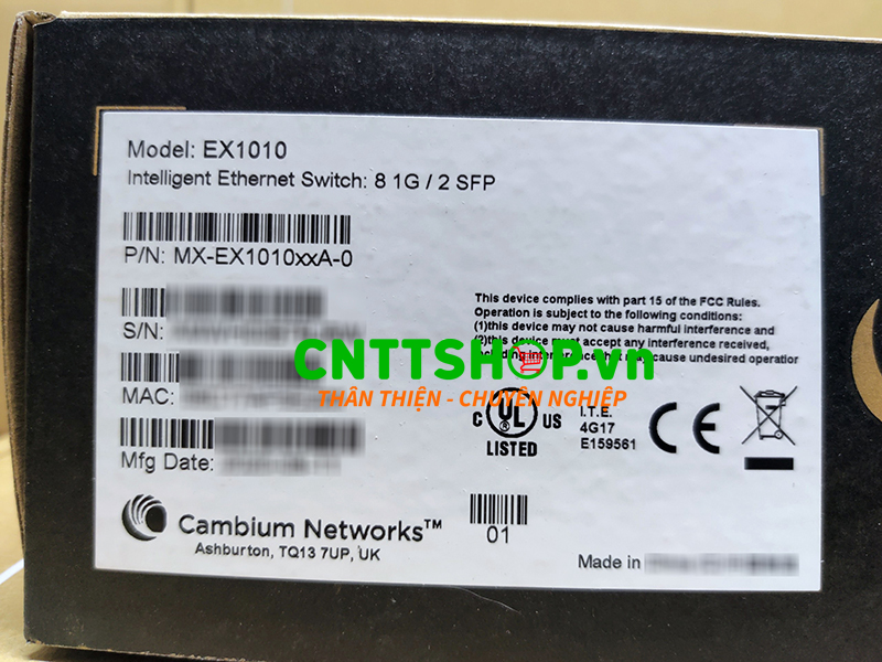Cambium cnMatrix EX1010 Ethernet Switch 8 port.