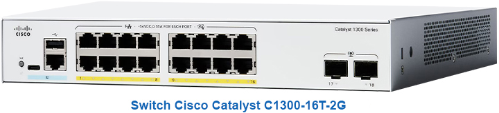 Switch Cisco Catalyst C1300-16T-2G-EU 16x 10/100/1000 ports, 2 x SFP