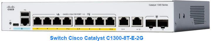 Switch Cisco Catalyst C1300-8T-E-2G-EU 8-Ports GE, 2 Combo Uplink