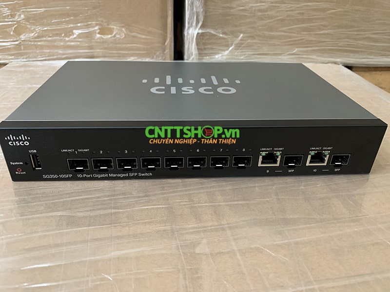 Switch Cisco SG350-10SFP 8 SFP Gigabit slots, 2GE Uplink