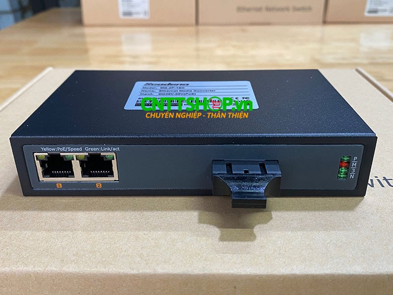 Media Converter 2x10/100/1000 POE+ 1xSC Port single mode 1310nm 2 sợi ...