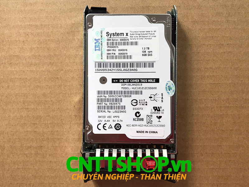 Ổ cứng IBM 00AD075 1.2TB 10K 6G 2.5 Inch SAS G2HS HDD