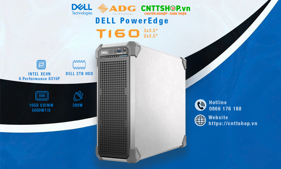 Dell PowerEdge T160 3x3.5 Inch (Intel Xeon E-2434 / 16GB / 2TB SATA)