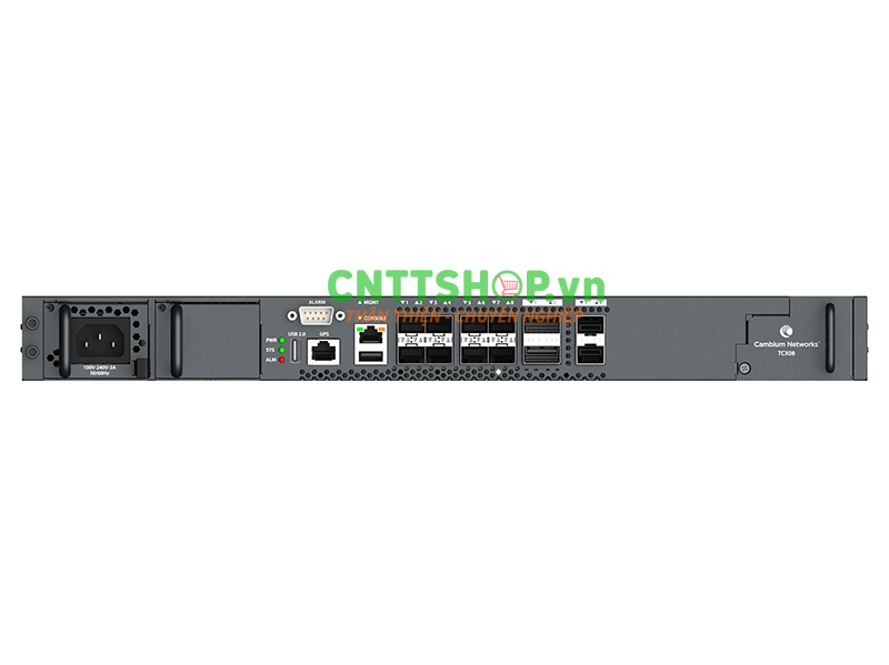 Cambium Fiber TCX08 combo PON OLT, dual 100 GbE/40 GbE, 25 GbE/10 GbE.