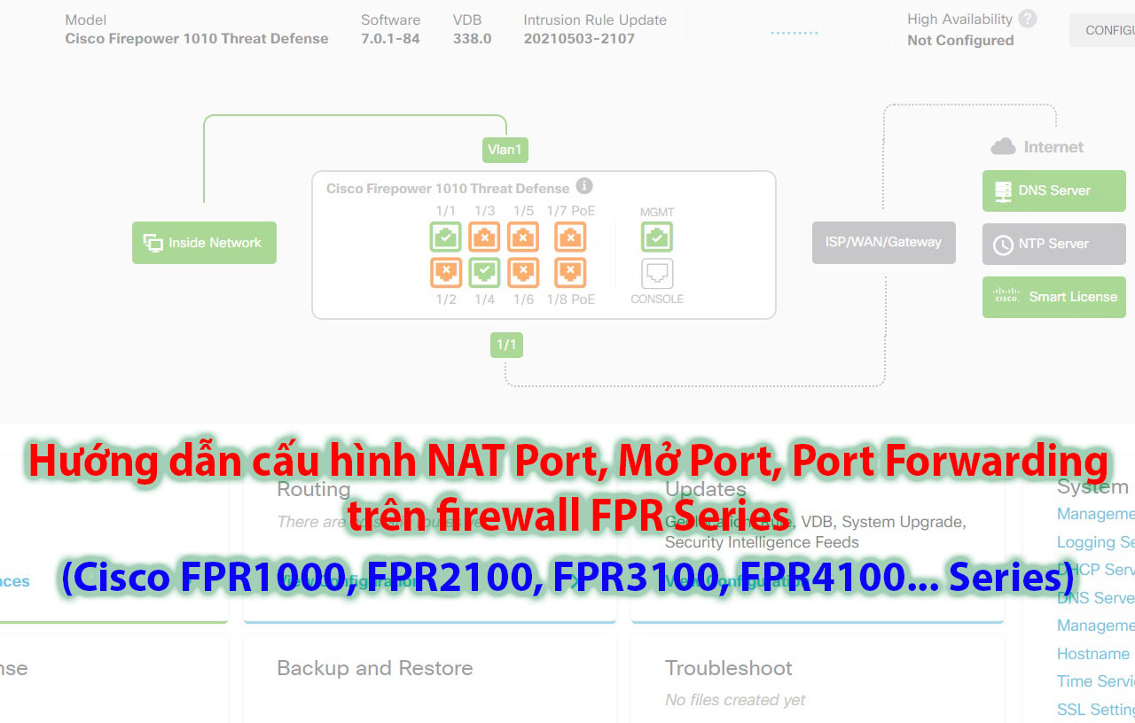 Cấu hình NAT Port, Mở Port, Port Forwarding Firewall Cisco FTD